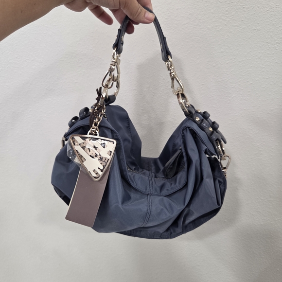 Junior Drake | Bags | Junior Drake Blue Hobo Bag With Silver Chain ...
